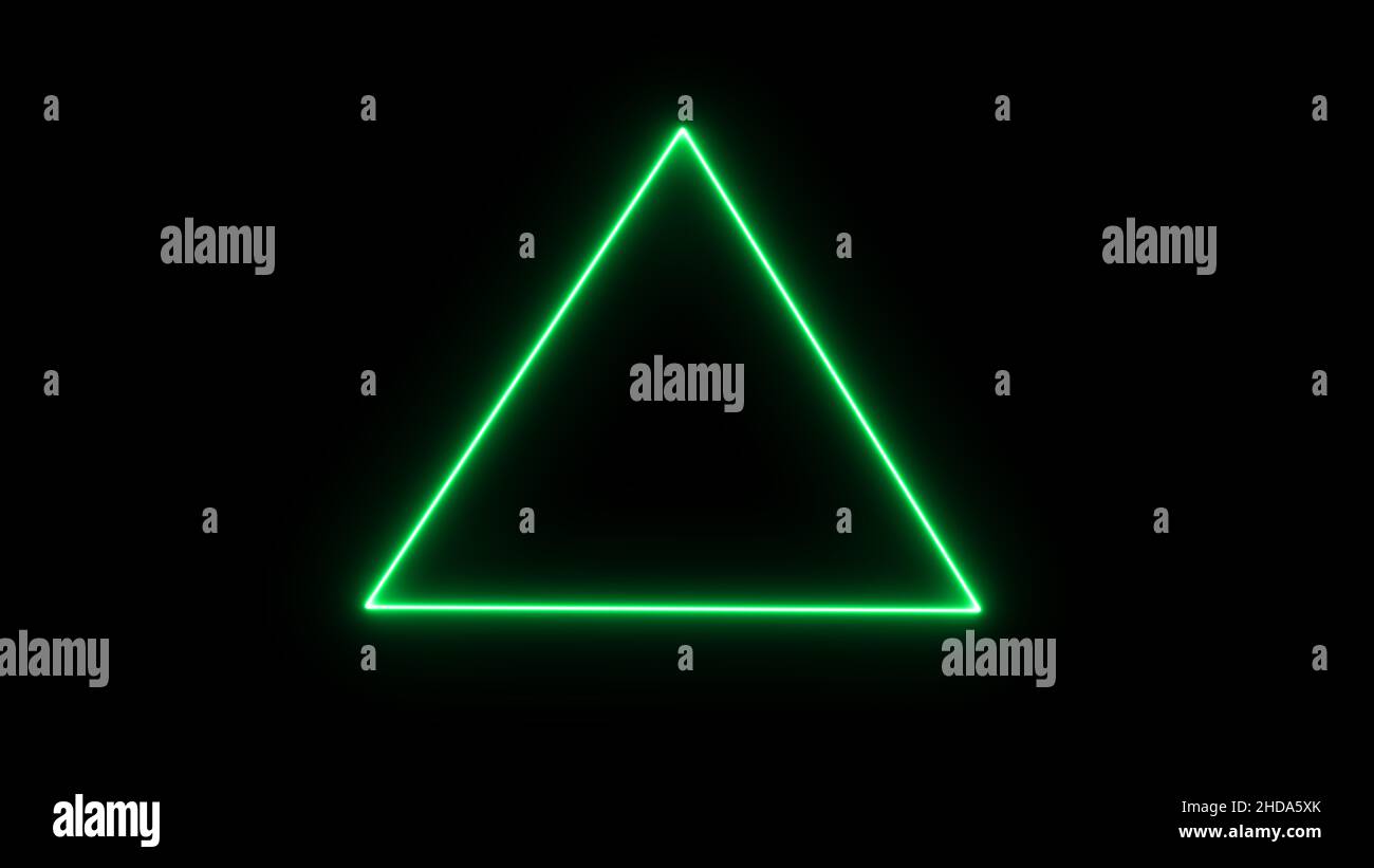 Empty triangle frame with electric power border glowing, burning flame ...