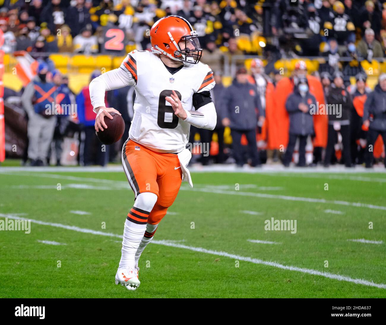 January 3rd, 2021: Baker Mayfield #6 during the Pittsburgh Steelers vs ...