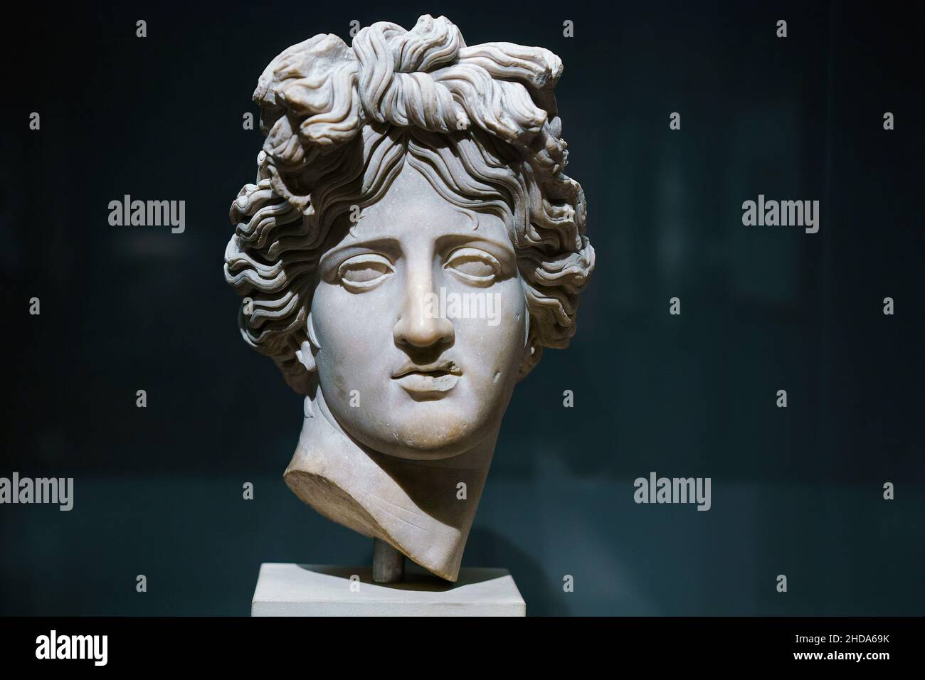 Madrid, Spain, 05/01/2022, The 'Head of a statue of Apollo' piece seen ...