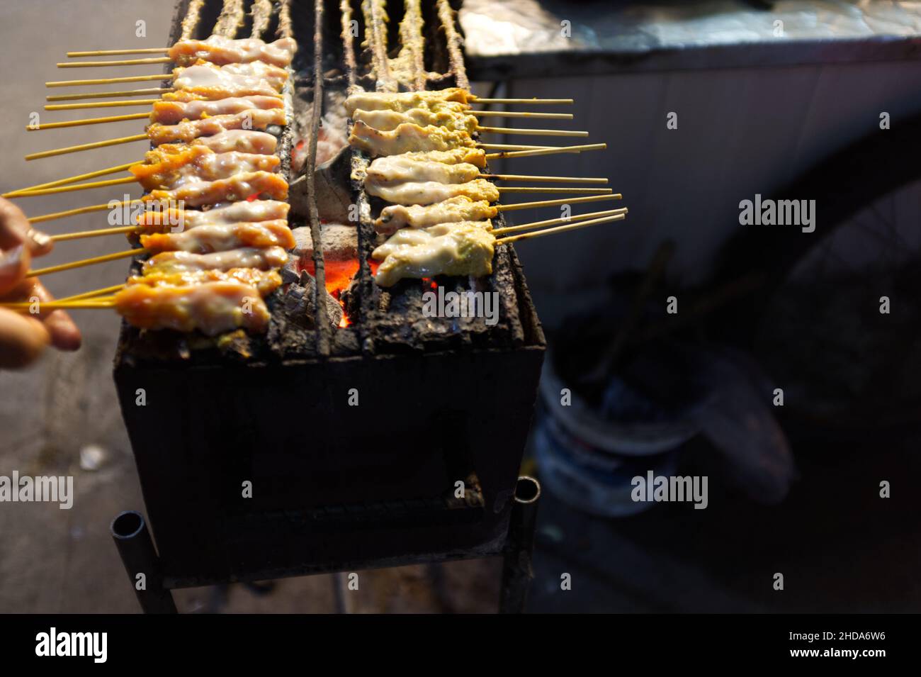 THAI FOOD , Pork Satay on stove Stock Photo - Alamy