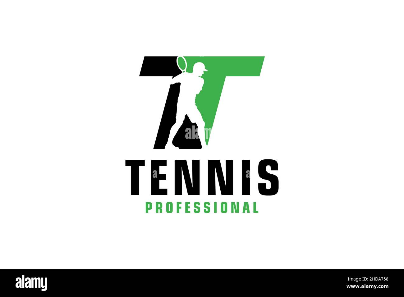 Letter T with Tennis player silhouette Logo Design. Vector Design ...