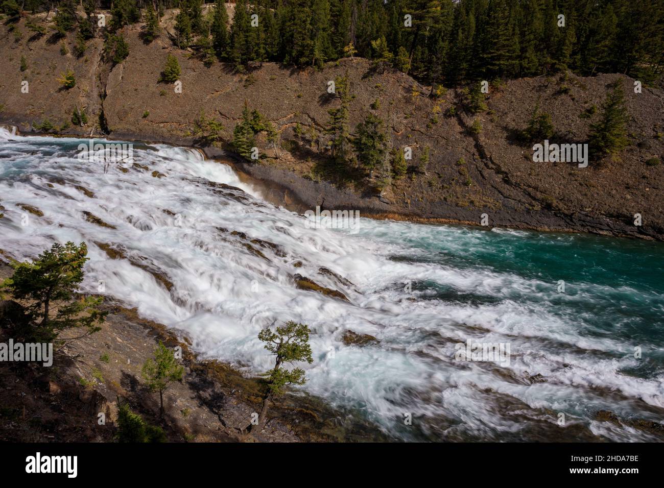 Bow Falls is a major waterfall on the Bow River in Banff National Park ...