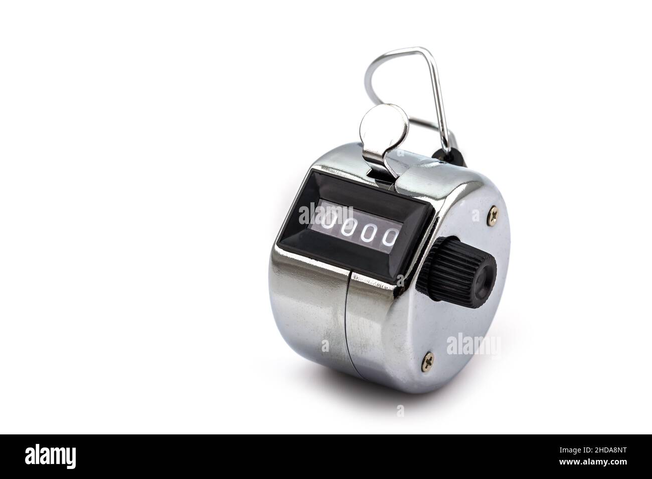 Hand tally counter isolated on white background Stock Photo - Alamy