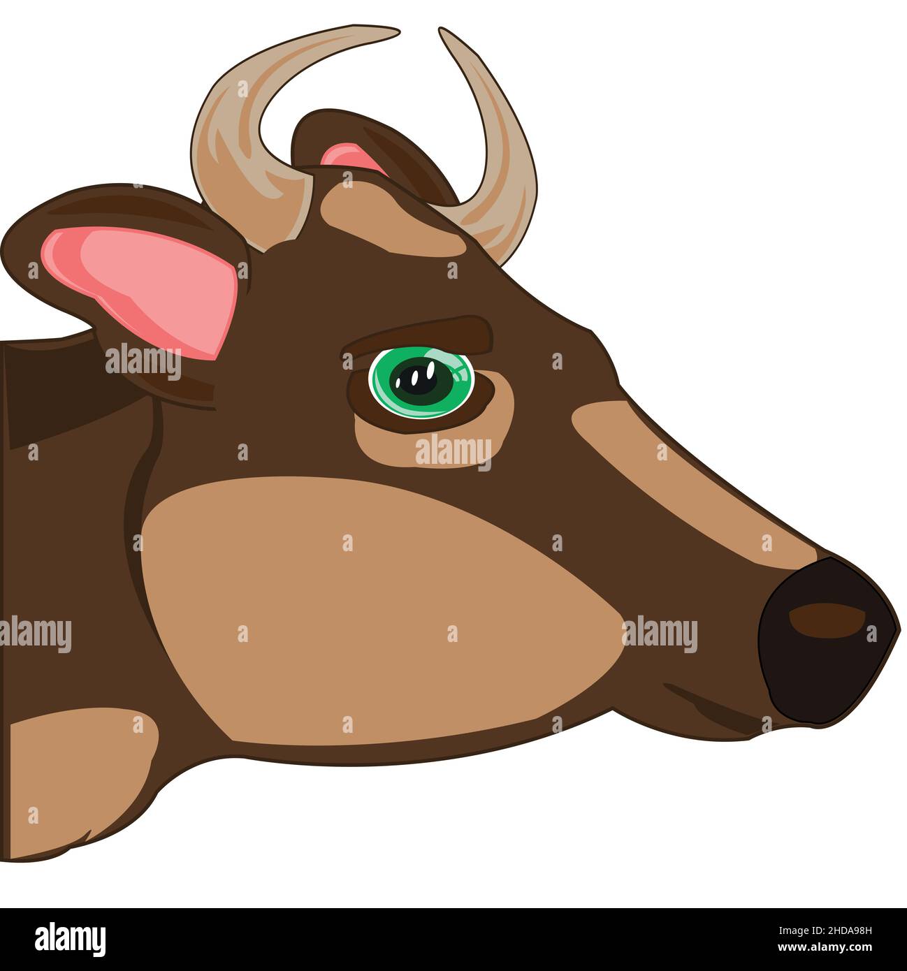 Vector illustration of the head animal cow in profile Stock Vector ...