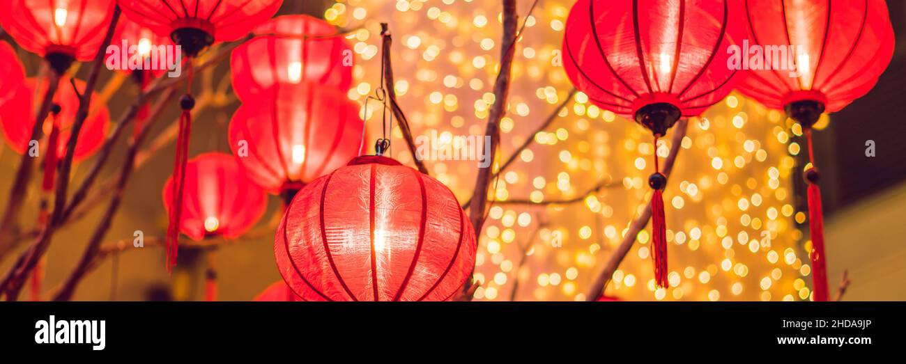 Chinese lanterns during new year festival. Vietnamese New Year BANNER ...