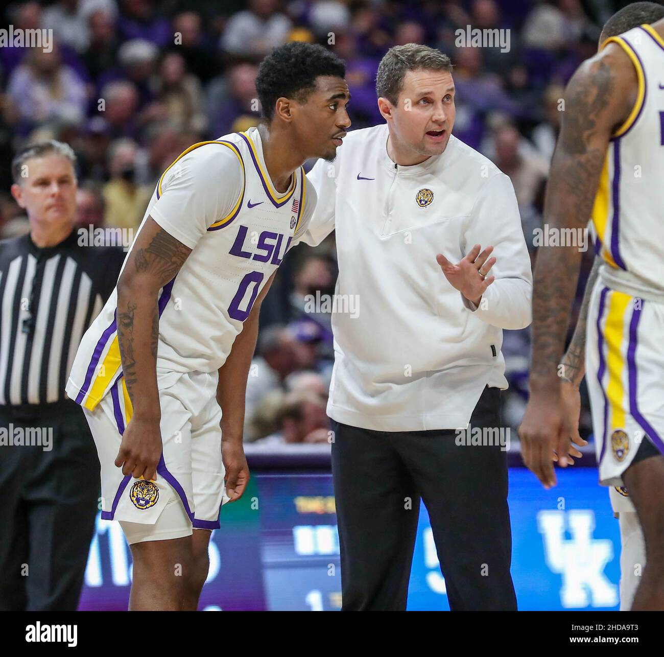 January 4, 2022: LSU Head Coach Will Wade discusses a situation during ...