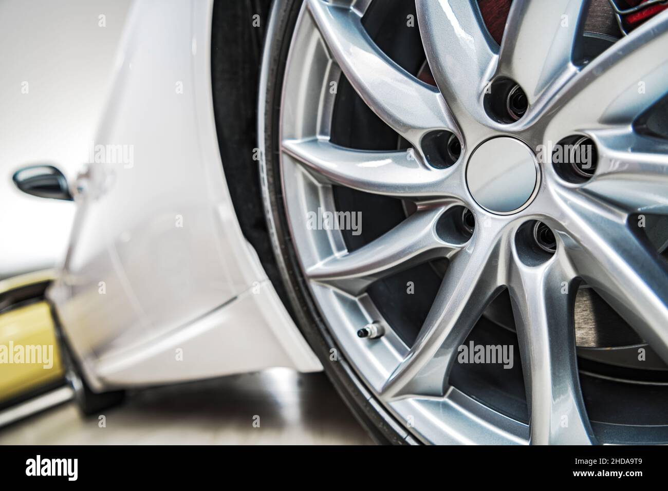 Vehicles Sales Industry. Modern Luxury Car on Display in a Dealership ...