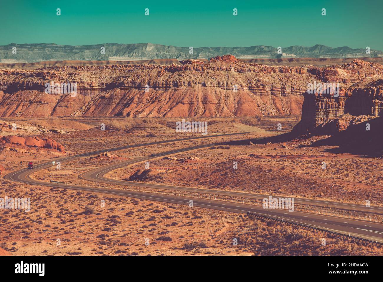 State of Utah Interstate 70 Highway Scenery, Rocky Deserted Formations ...