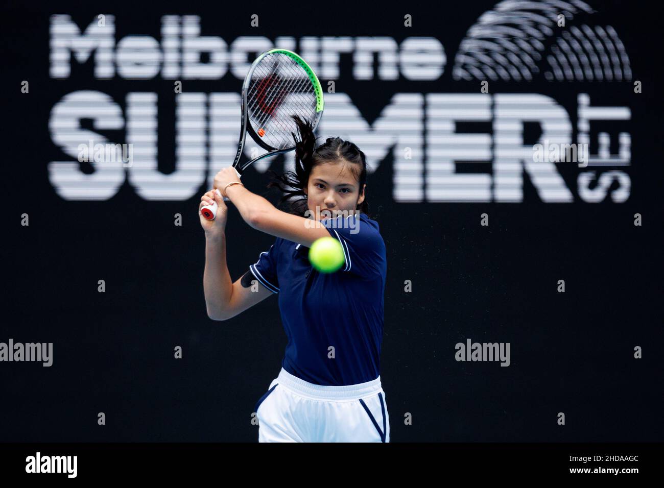 EMMA RADUCANU (GBR) practicing on Margaret Court Arena at the 2022 ...