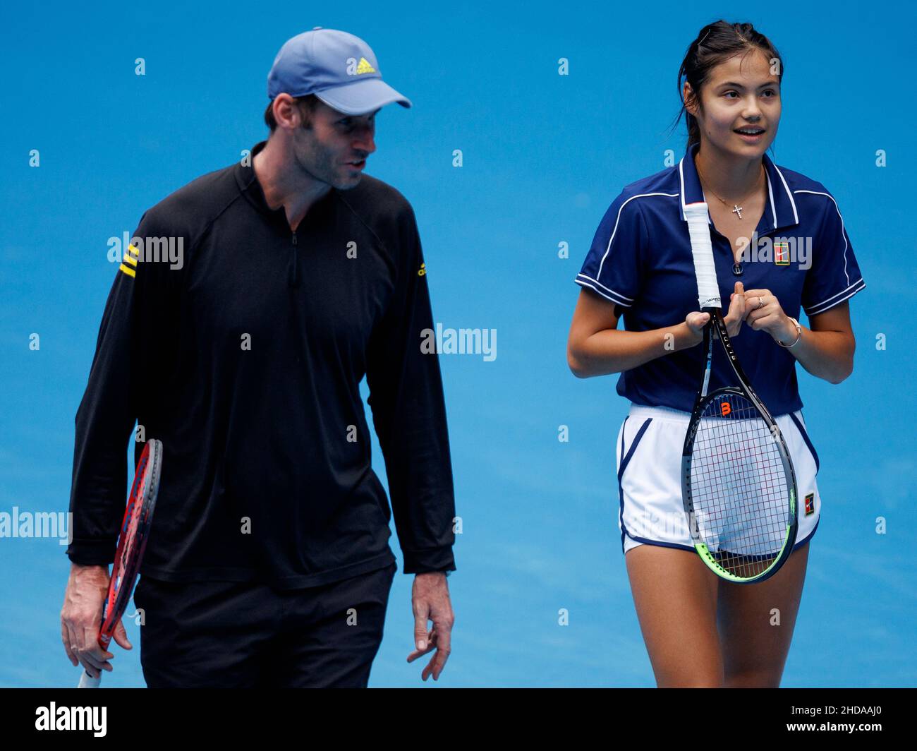 EMMA RADUCANU (GBR) practicing on Margaret Court Arena at the 2022 ...