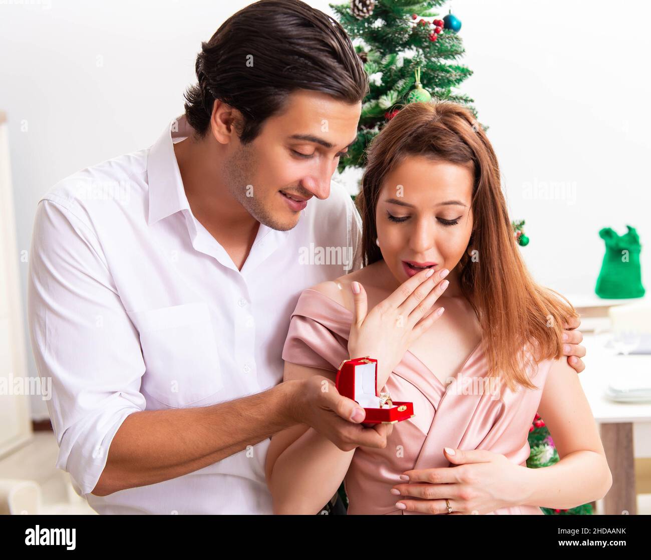 The man making marriage proposal at christmas day Stock Photo - Alamy
