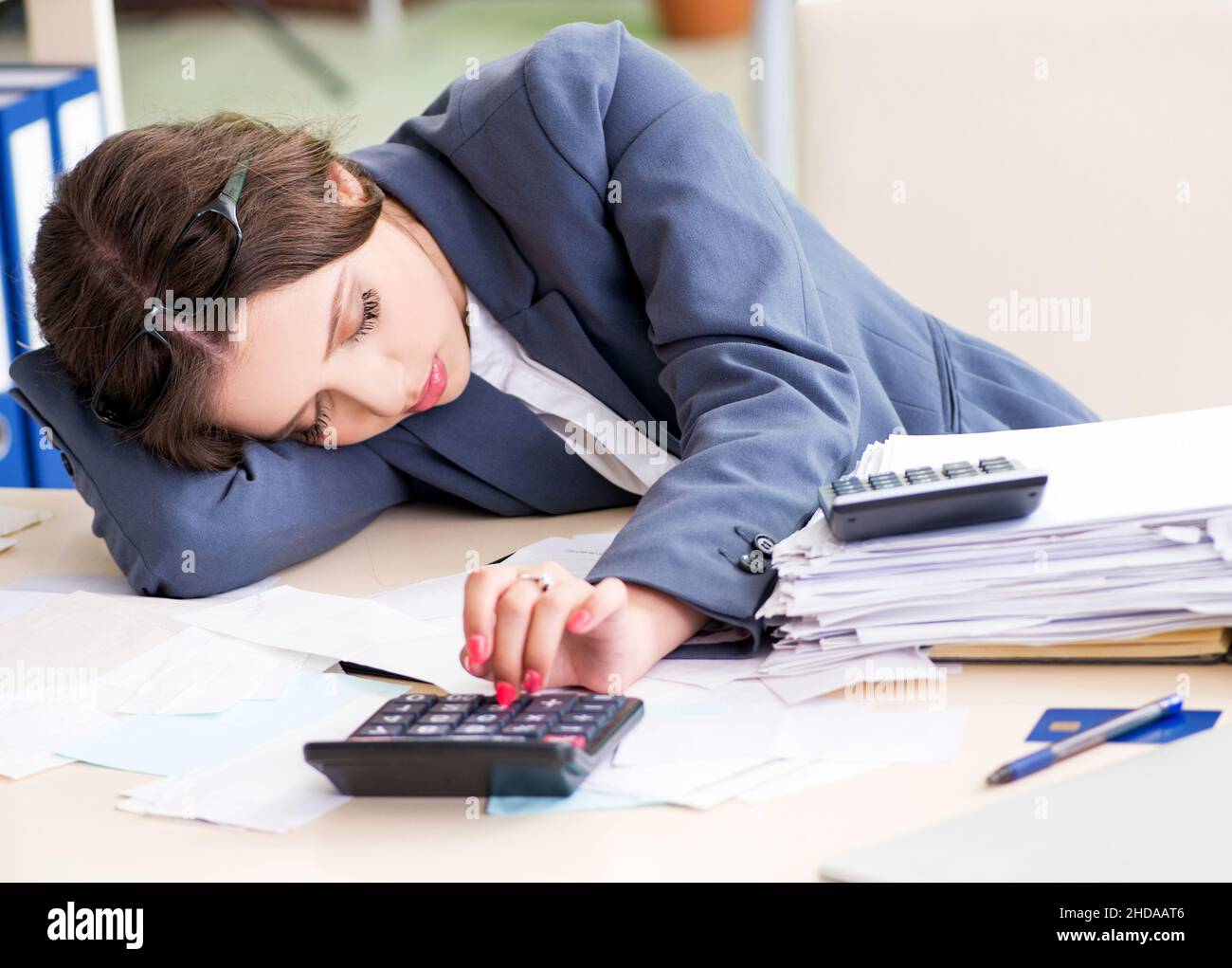 The female financial manager working in the office Stock Photo - Alamy