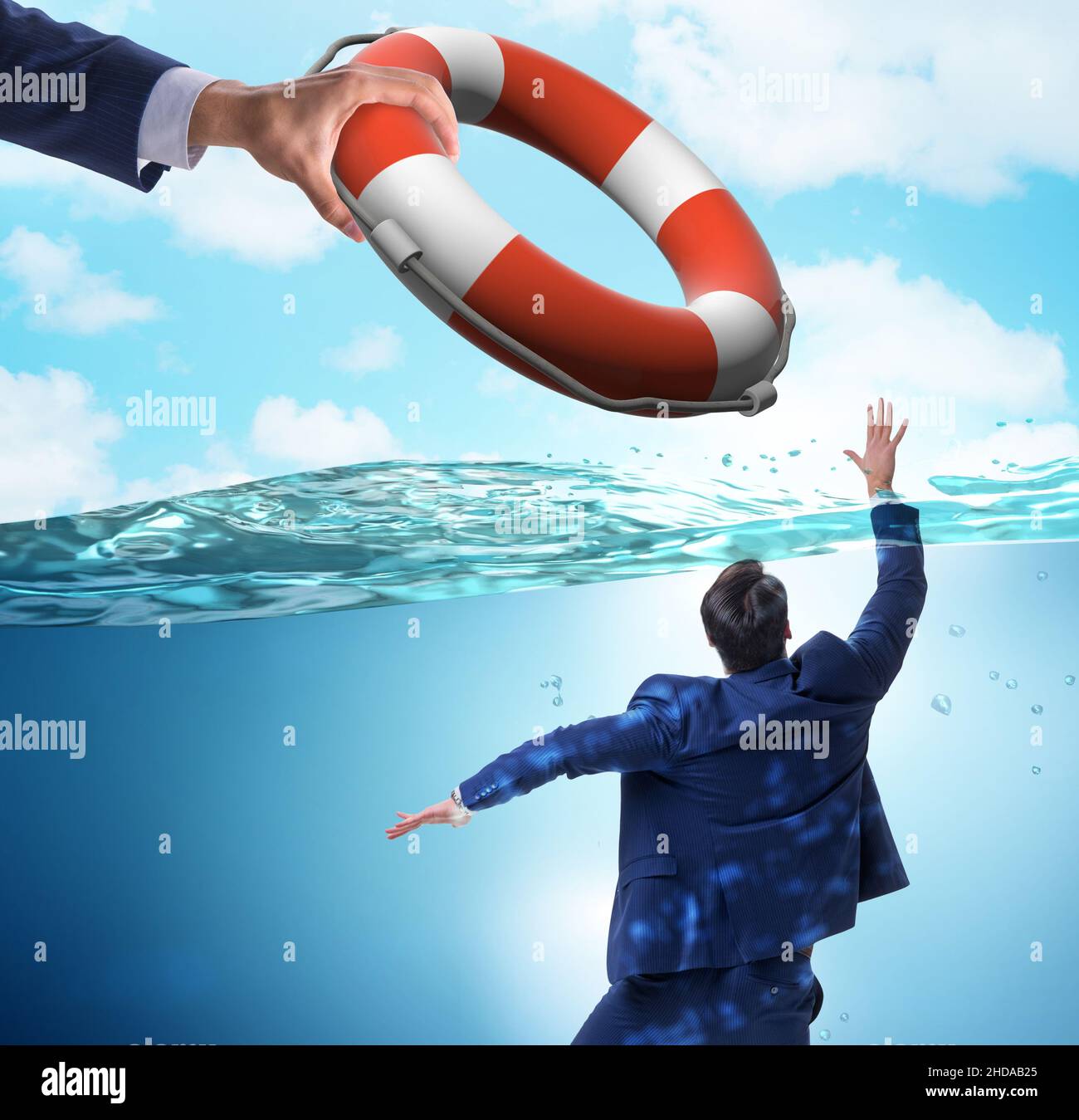 The businessman being saved from drowning Stock Photo - Alamy