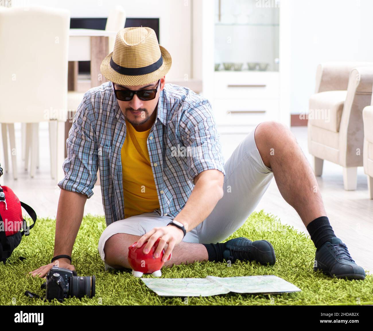 The man planning his travel with map Stock Photo - Alamy
