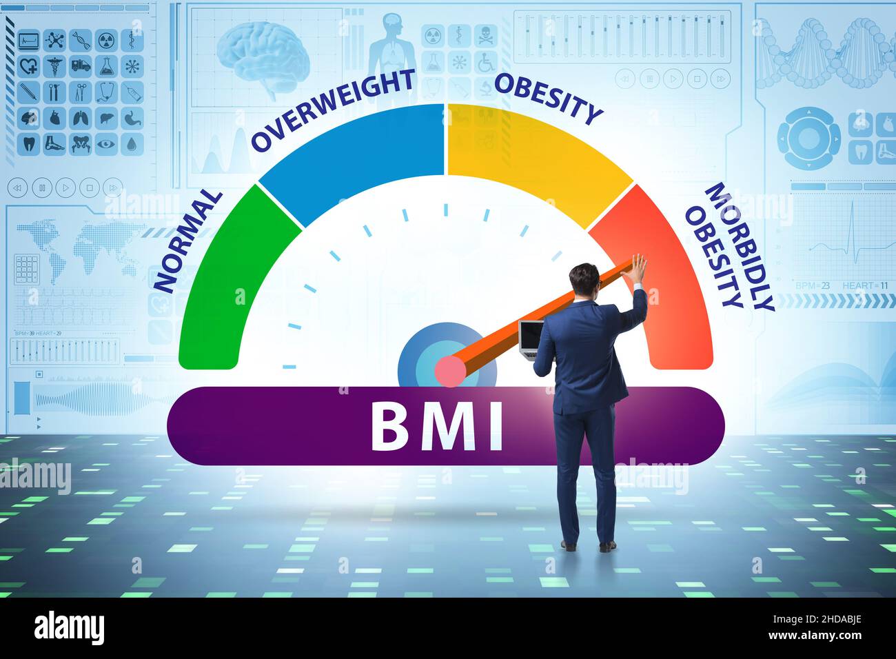 Concept of BMI - body mass index with the man Stock Photo - Alamy