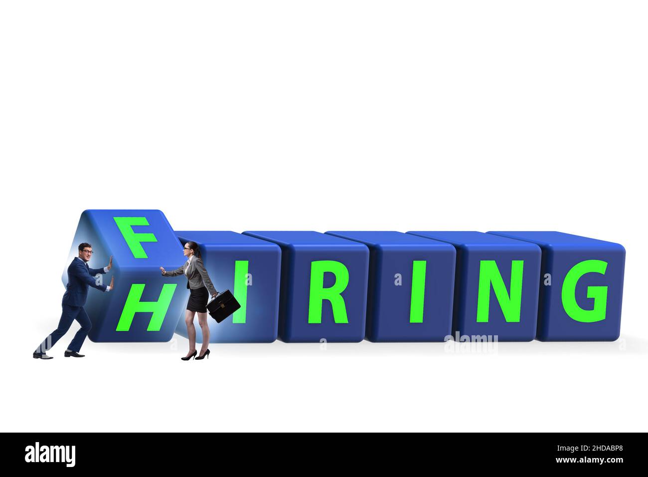 Hiring and firing concept with the turning cubes Stock Photo - Alamy