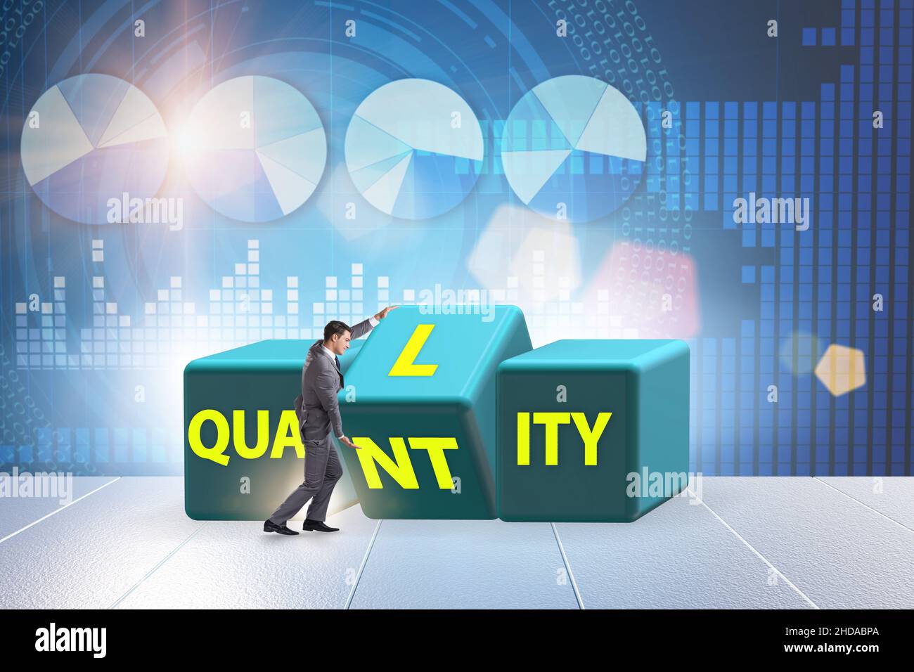 Dilemma of the quantity versus quality Stock Photo - Alamy