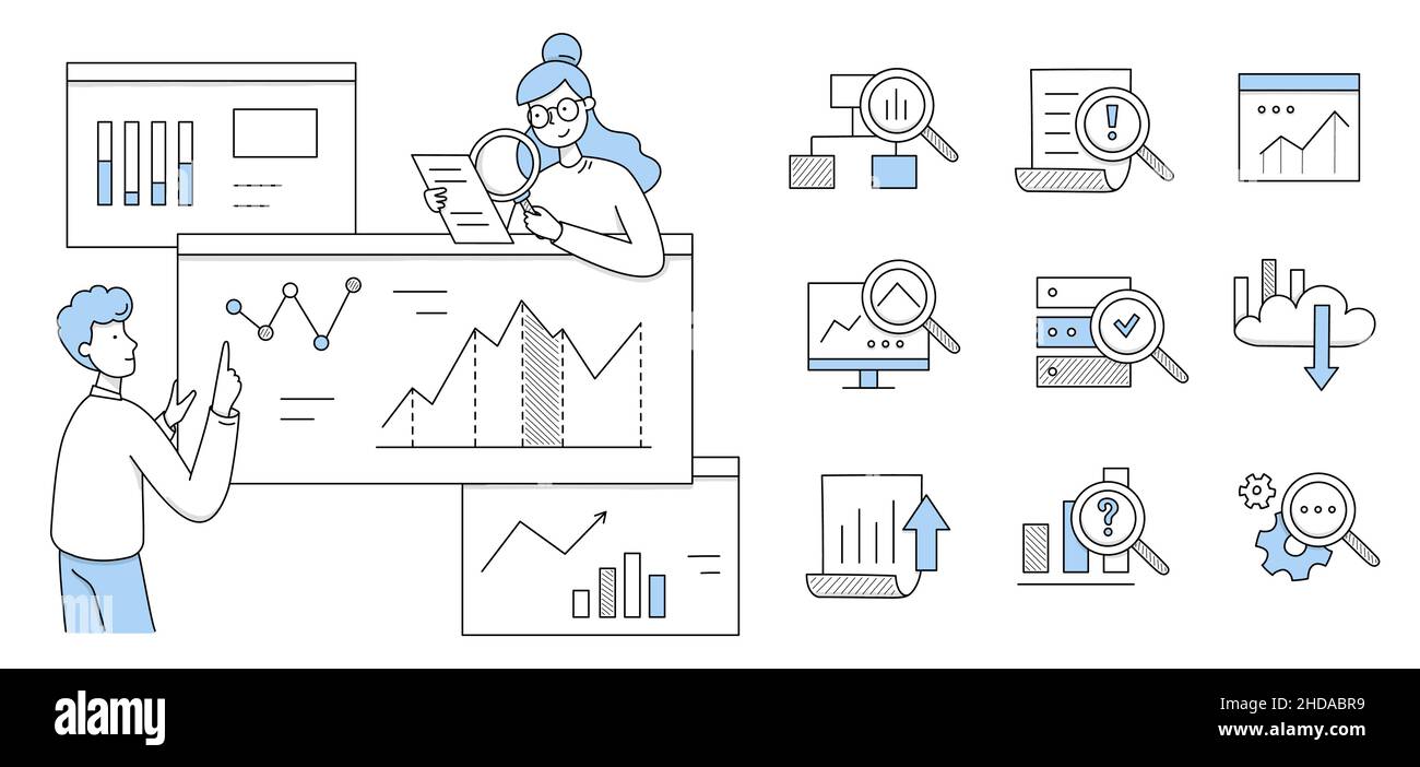 People research analytics on dashboard with graphs and charts. Vector ...