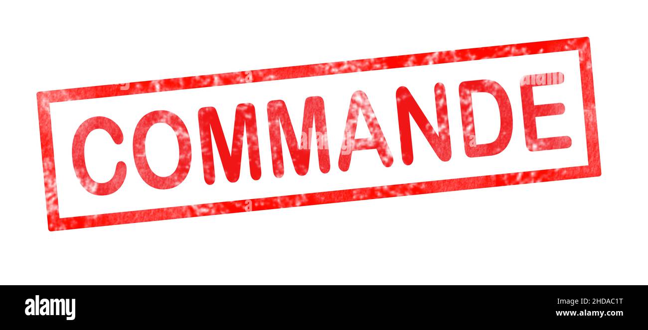 Order in French translation writing in red ink pad Stock Photo - Alamy