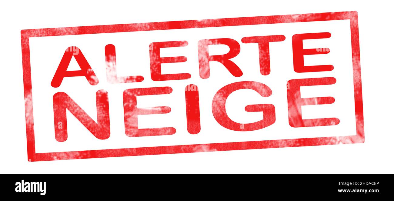 Snow alert in French translation writing in red ink pad Stock Photo - Alamy