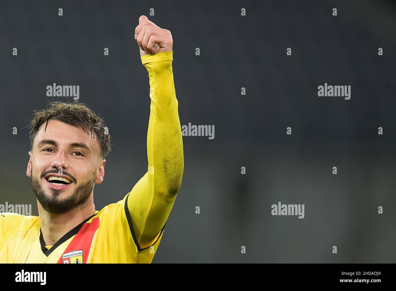 Lens' Jonathan Clauss celebrates after winning the French Cup football ...