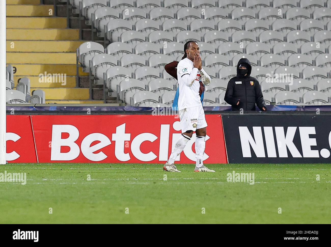 LUZ SANCHEZ of LILLE react after missing his penalty kick during the ...
