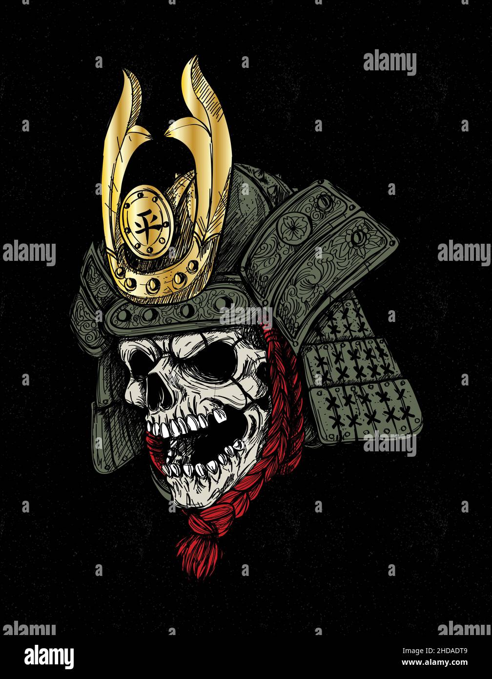 samurai skull japan art traditional Stock Vector Image & Art - Alamy