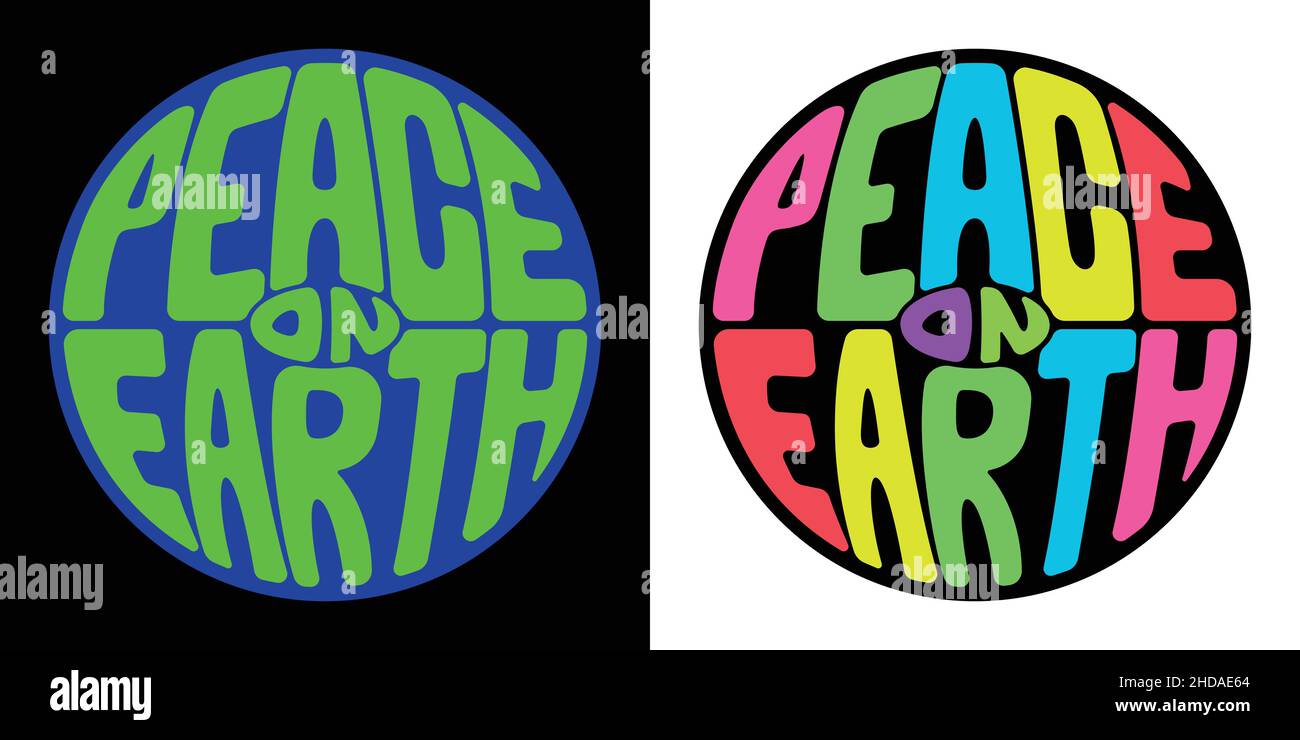 Peace on Earth circle logo - Hand Lettering Design. Digital typography ...