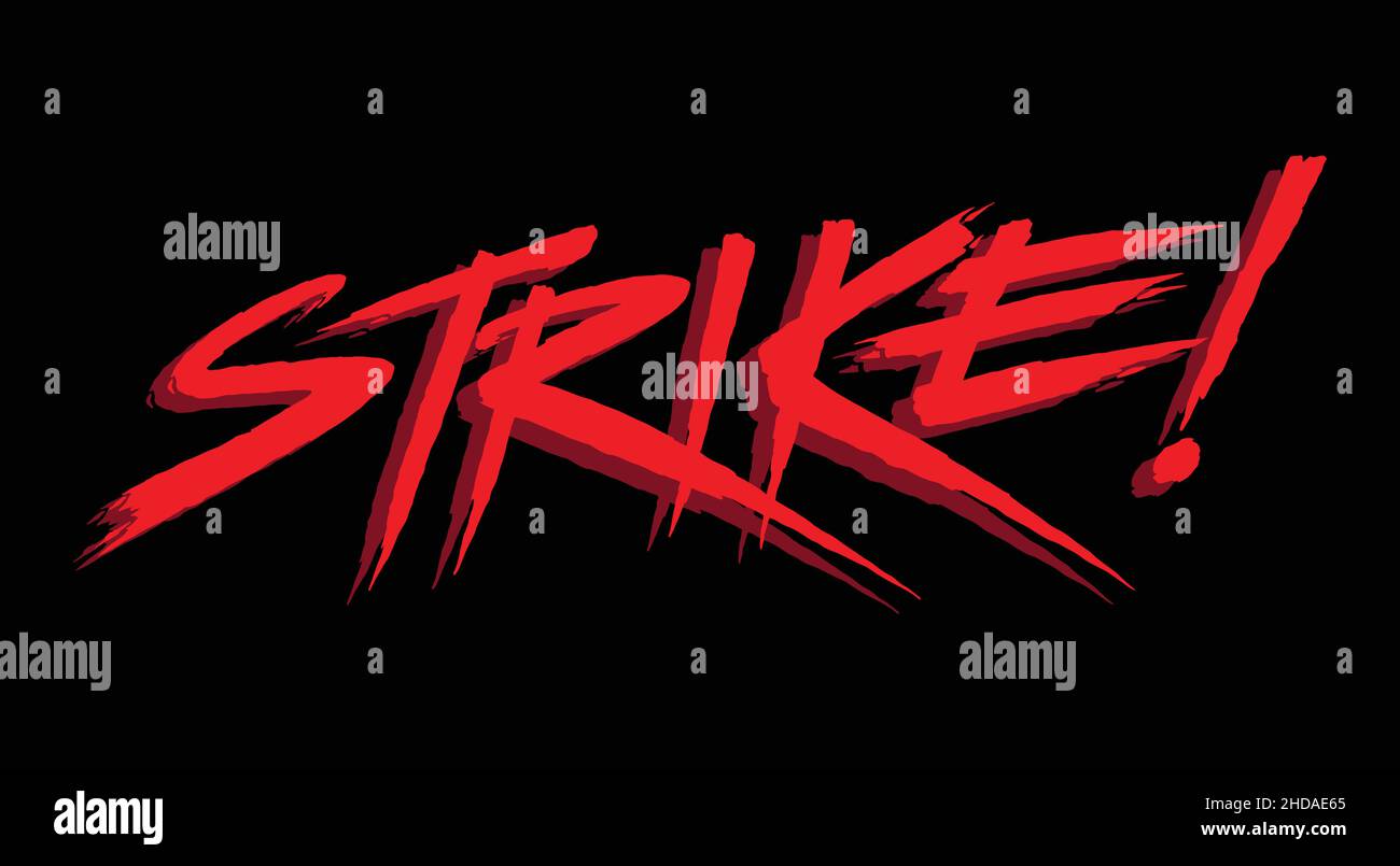 Strike - Brush Hand lettering design. Digital typography illustration ...