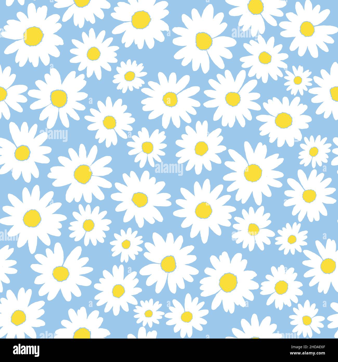Cute Daisy flower seamless pattern. Vector illustration flat design ...