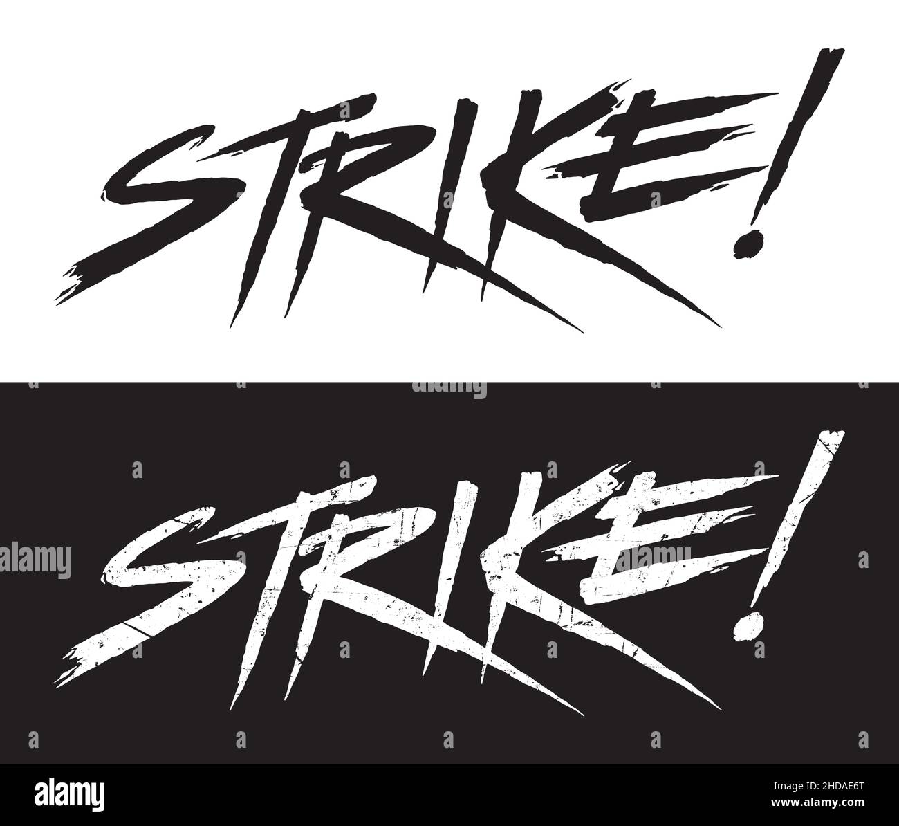 Strike - Brush Hand lettering design. Black and White Digital ...