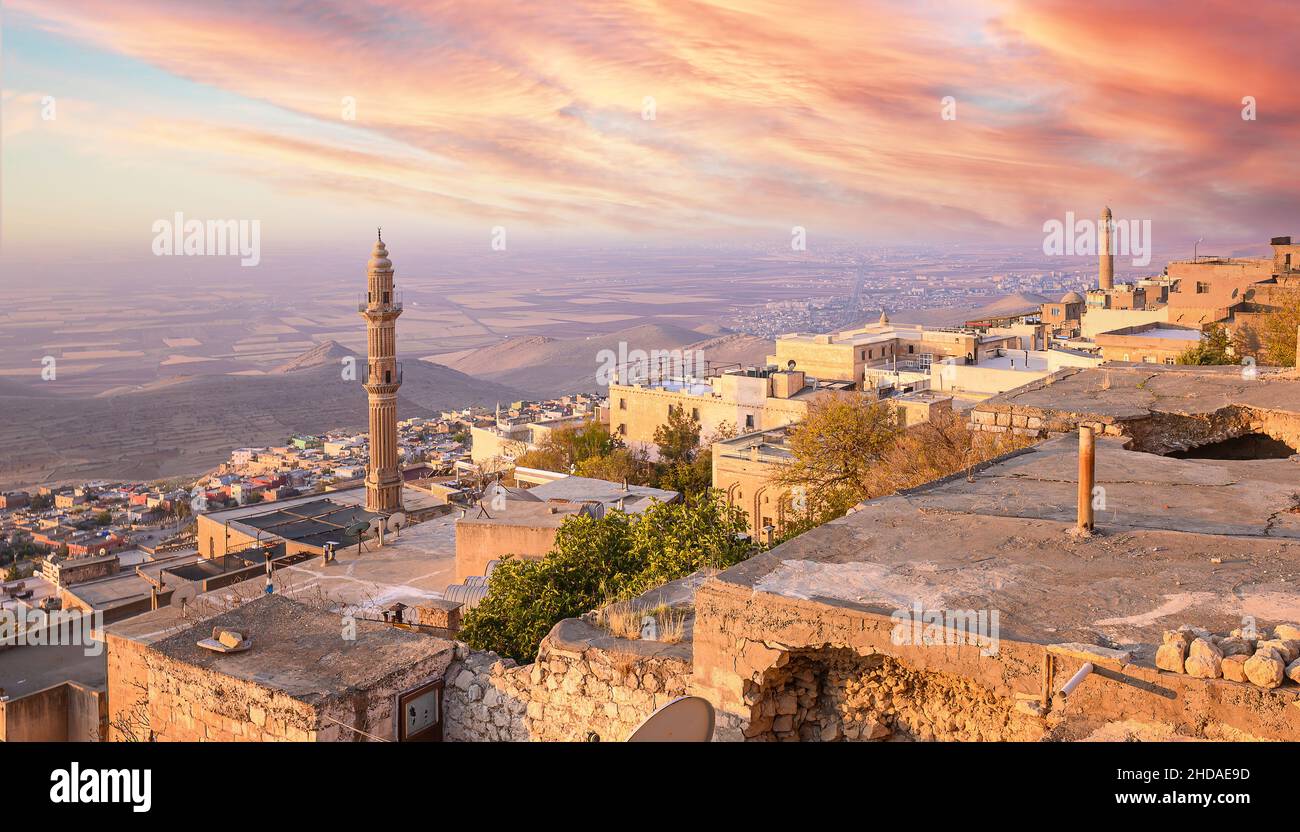 The Old city of Mardin, Turkey at sunrise. Cityscape view to the ...