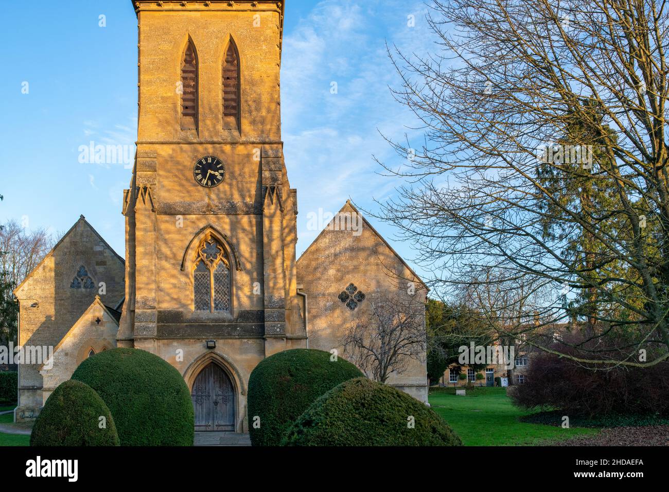 St Davids Church at sunset. Moreton in Marsh, Cotswolds ...