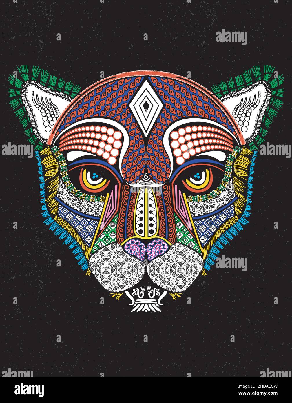 tiger huichol aztec mexico style traditional Stock Vector Image & Art ...