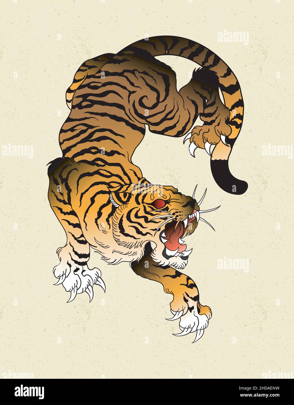 tiger tattoo old school japanese art Stock Vector Image & Art - Alamy