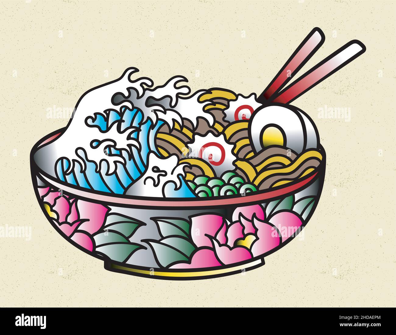 ramen soup art with waves in japanese style Stock Vector Image & Art ...