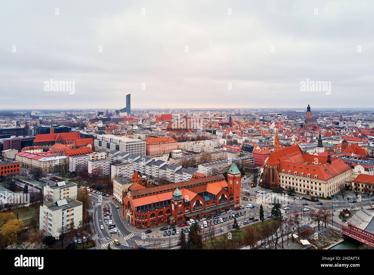 Aerial view of Wroclaw cityscape panorama in Poland. Cathedral of St. John on Tumski island ...