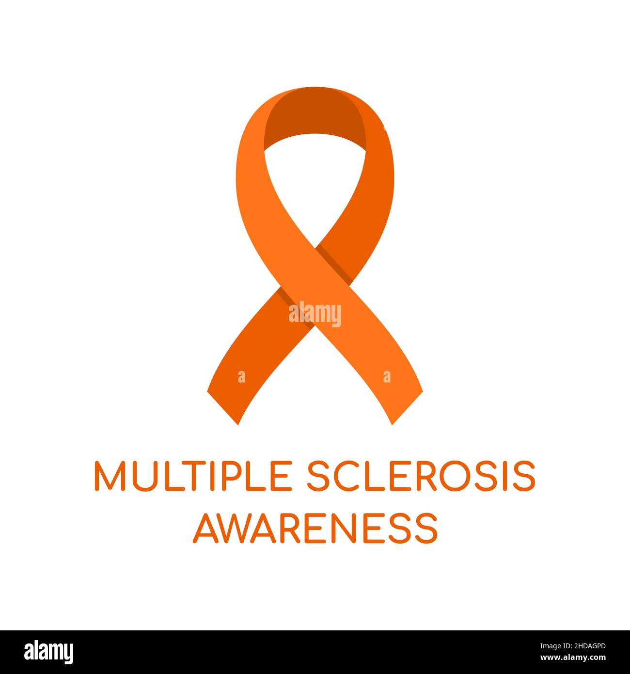 Multiple sclerosis awareness ribbon on white background. Orange bow or ...