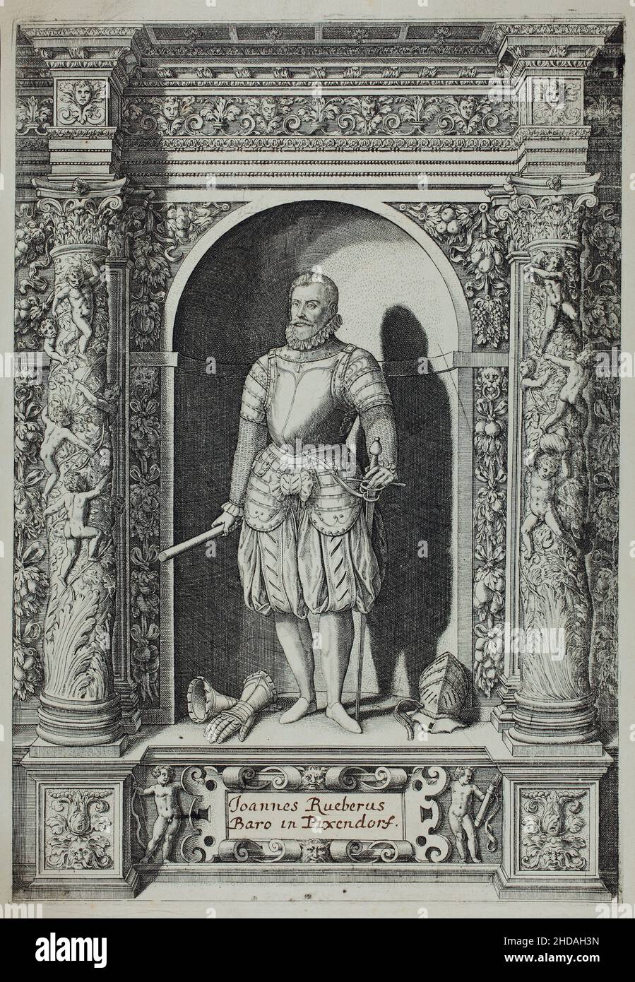 Engraving portrait of Joannes Rueberus, Baro in Pixendorf (Hans Rueber ...