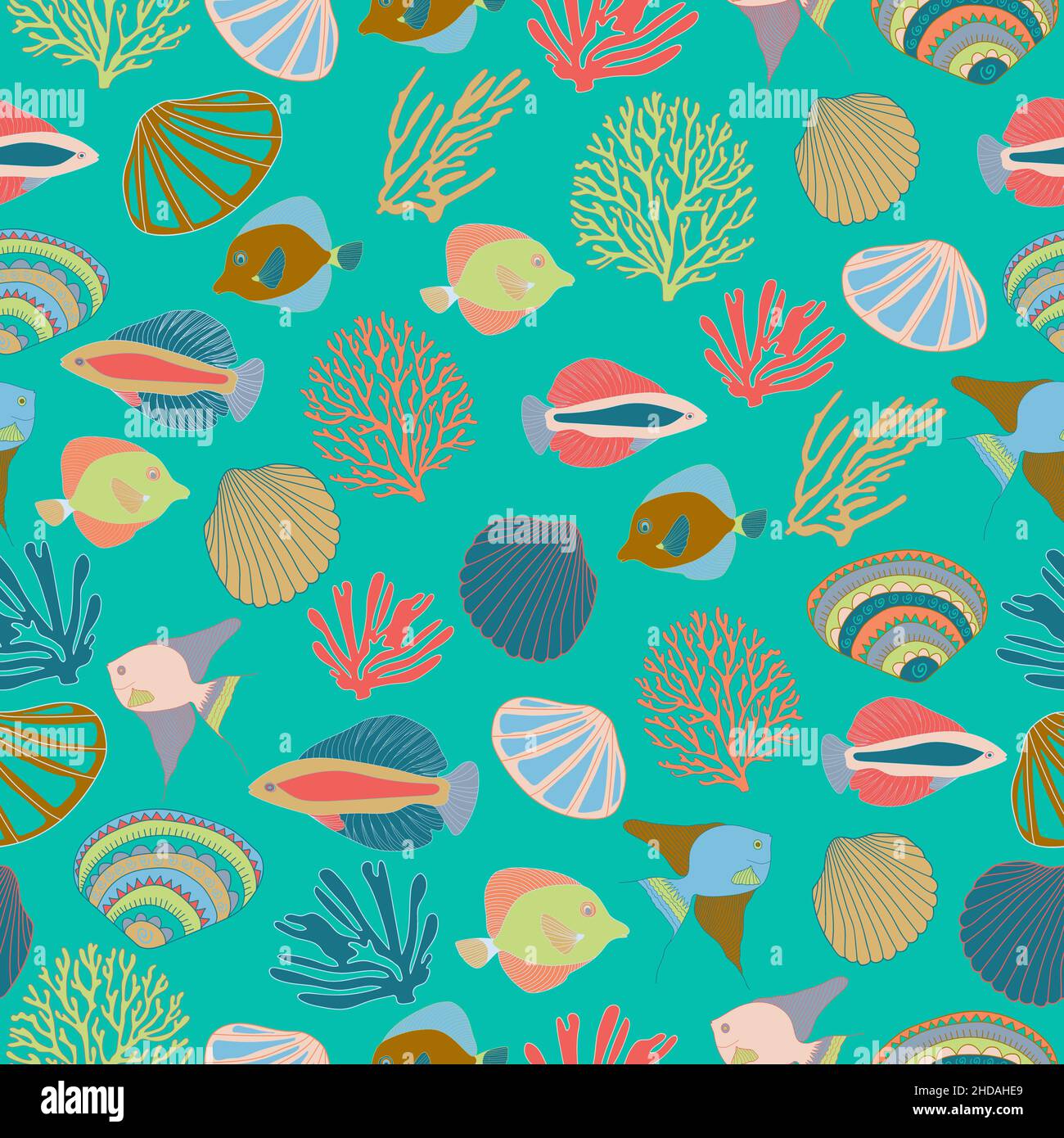 Sea creatures seamless pattern. Perfect for textiles, wallpaper and ...