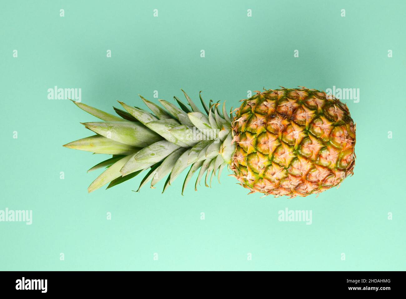Pineapple on a green background Stock Photo - Alamy