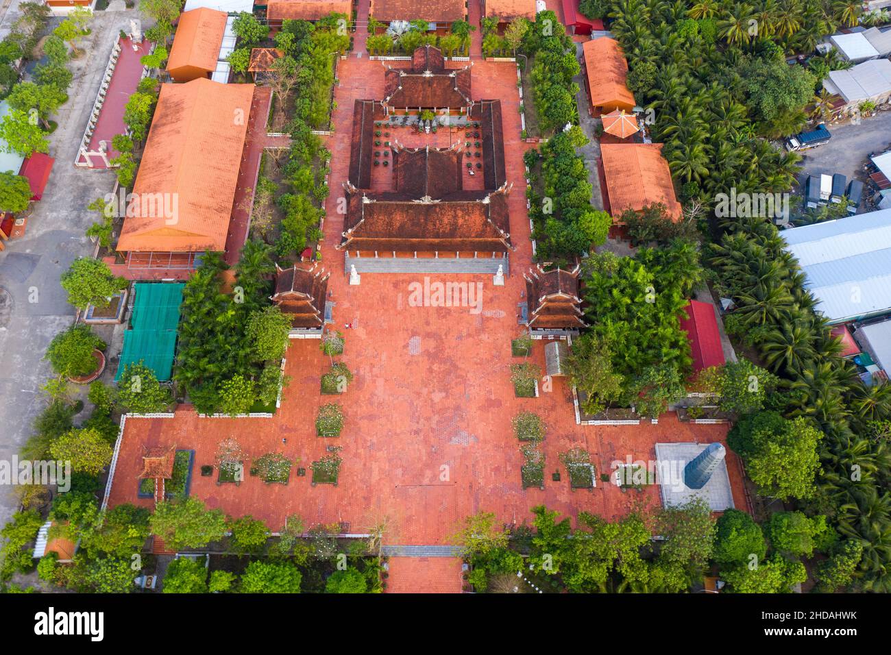 Aerial view of the largest Buddhist temple in Can Tho city, Vietnam ...