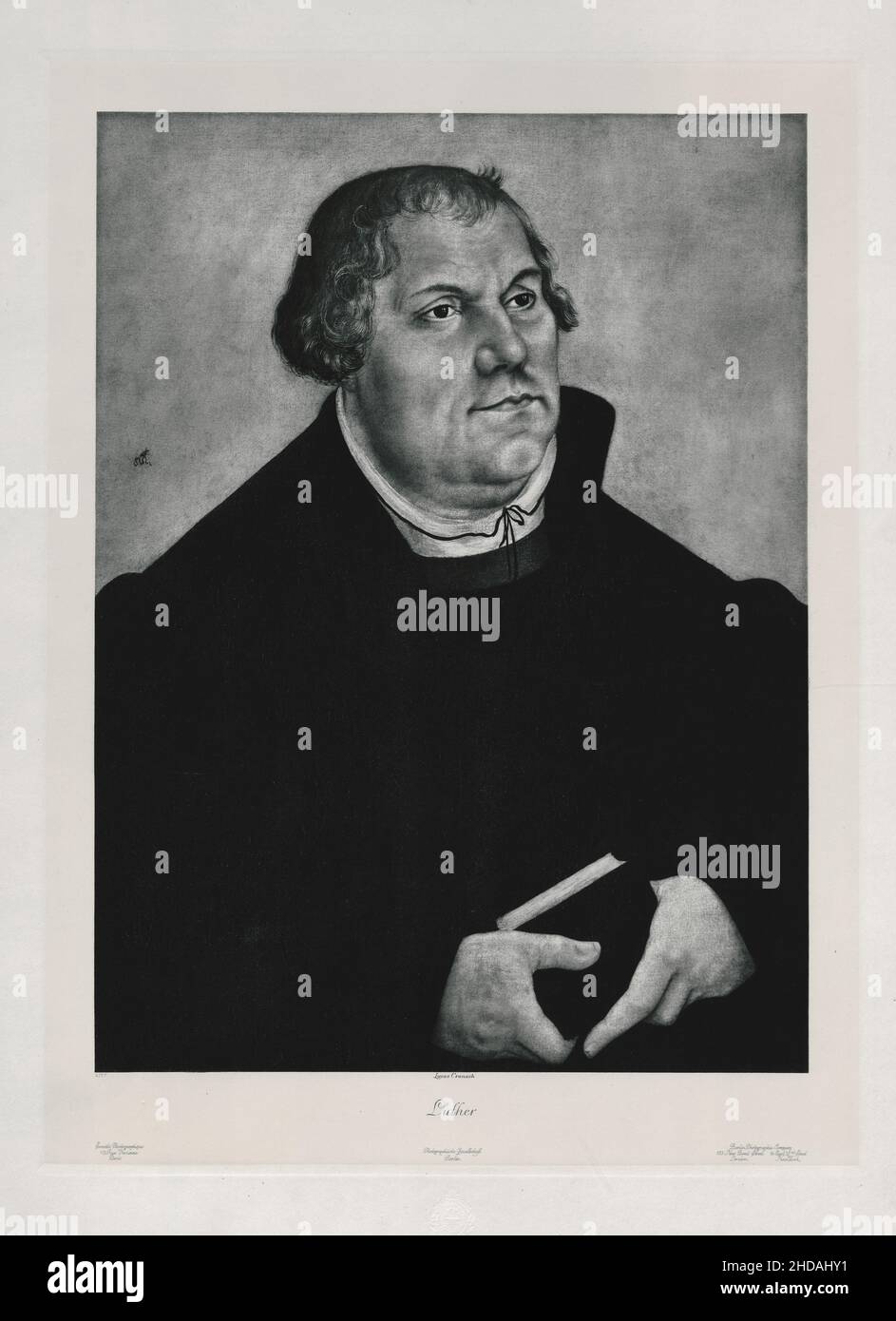 The 19th century engraving portrait of doctor Martin Luther. 1910 ...