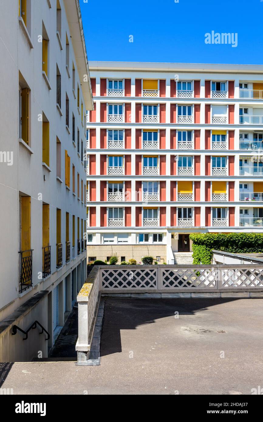 Residential buildings in Le Havre, France, built in concrete by architect Auguste Perret after ...