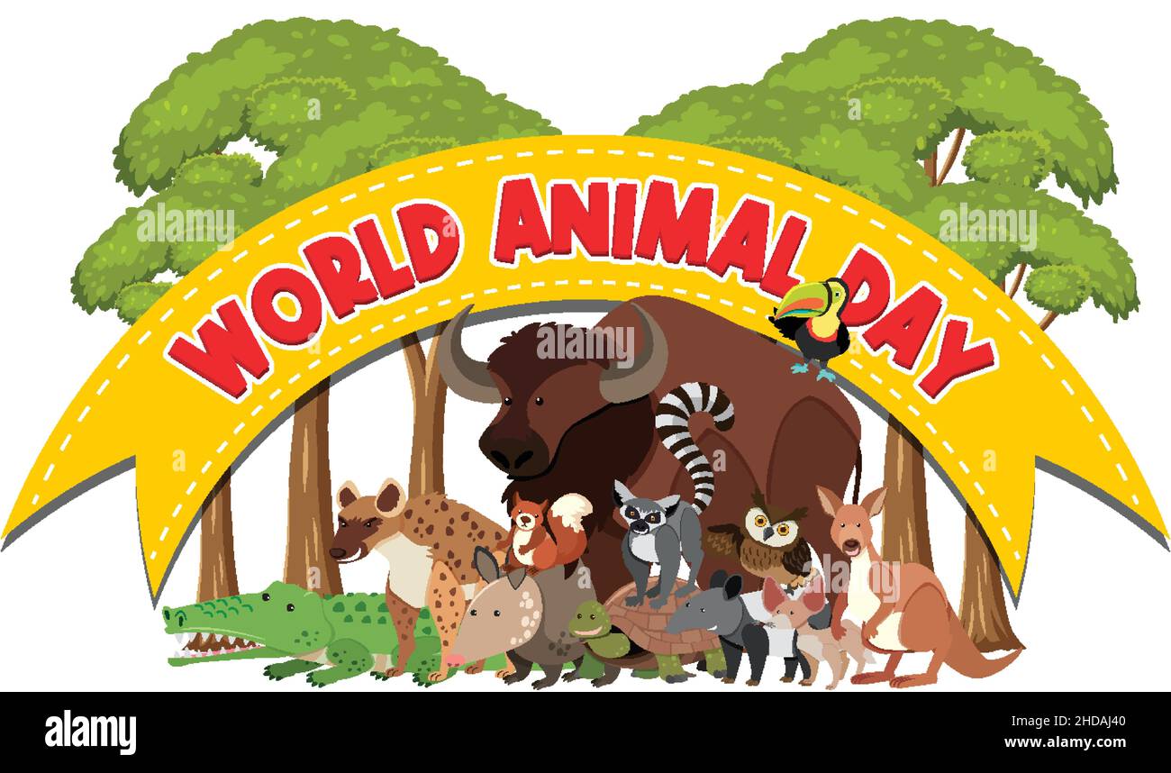 World Animal Day logo with african animals illustration Stock Vector ...