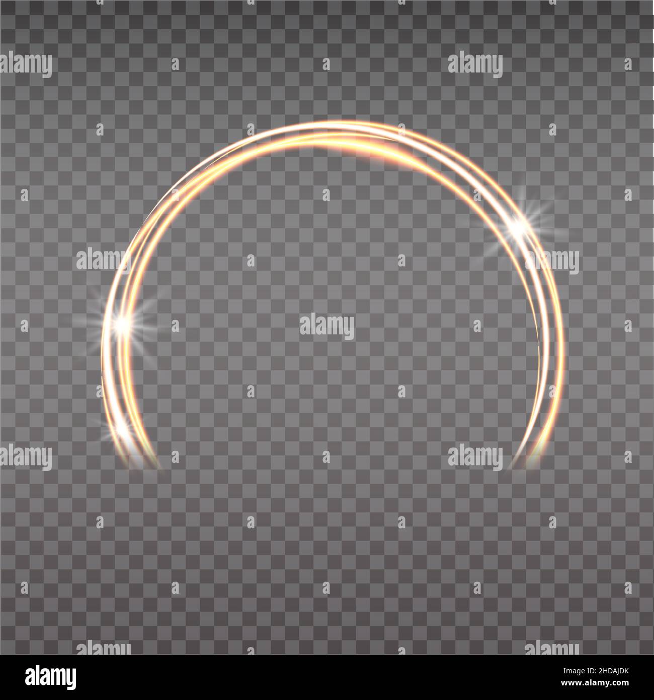 Gold magic arc. Abstract magic light effect. Luminous neon lines with ...