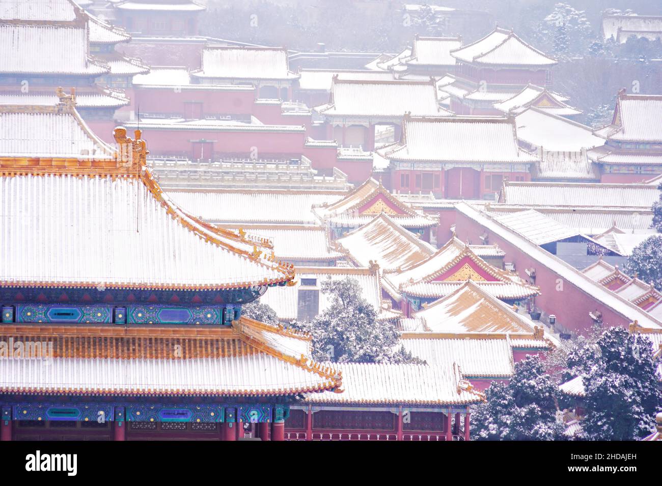 Beautiful shot of first snow in Beijing gugong palace Stock Photo - Alamy