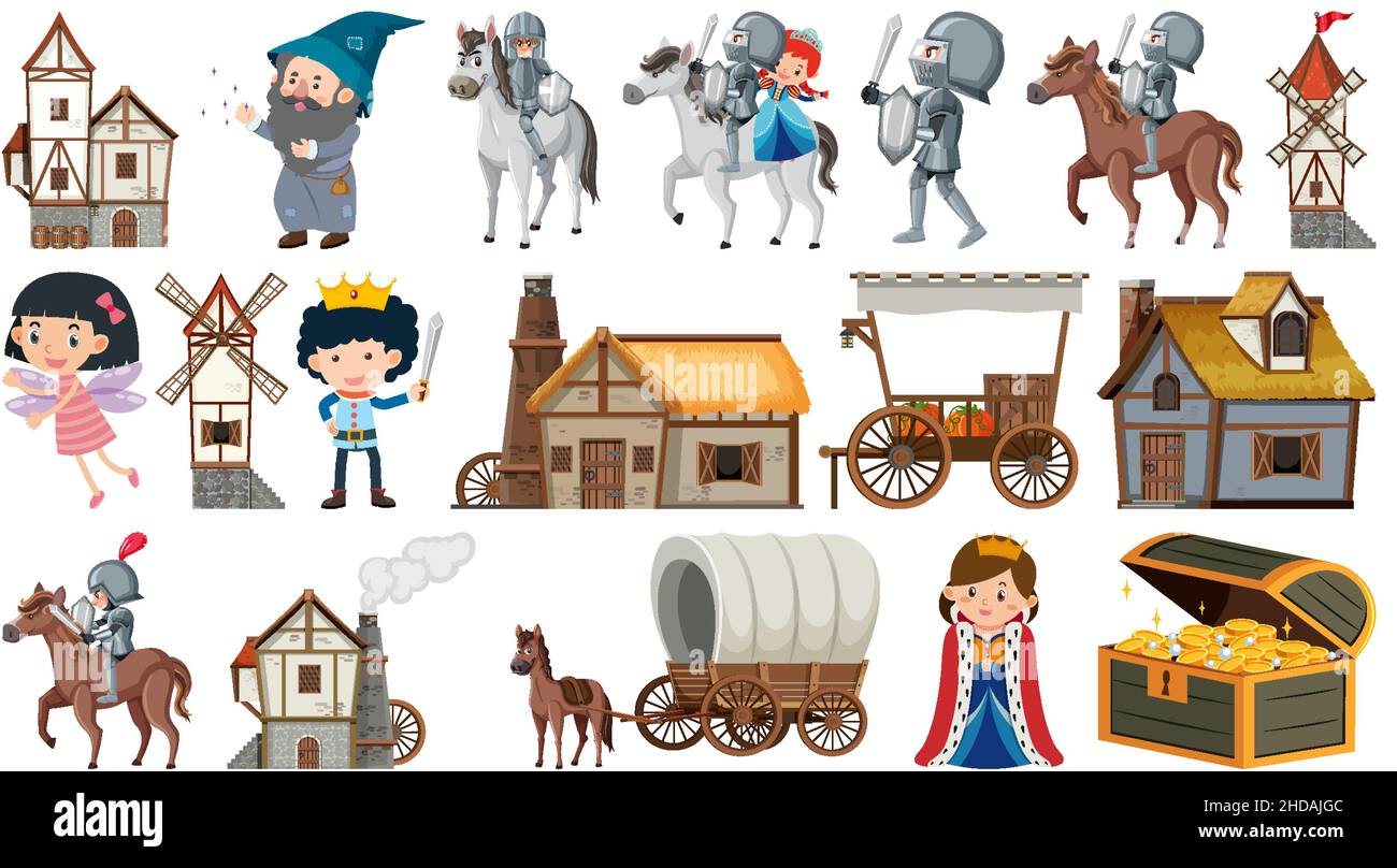 Set of fantasy cartoon characters illustration Stock Vector Image & Art ...