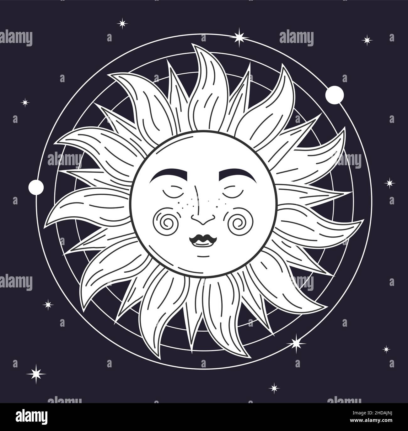 Moon sun face vintage Stock Vector Images - Alamy