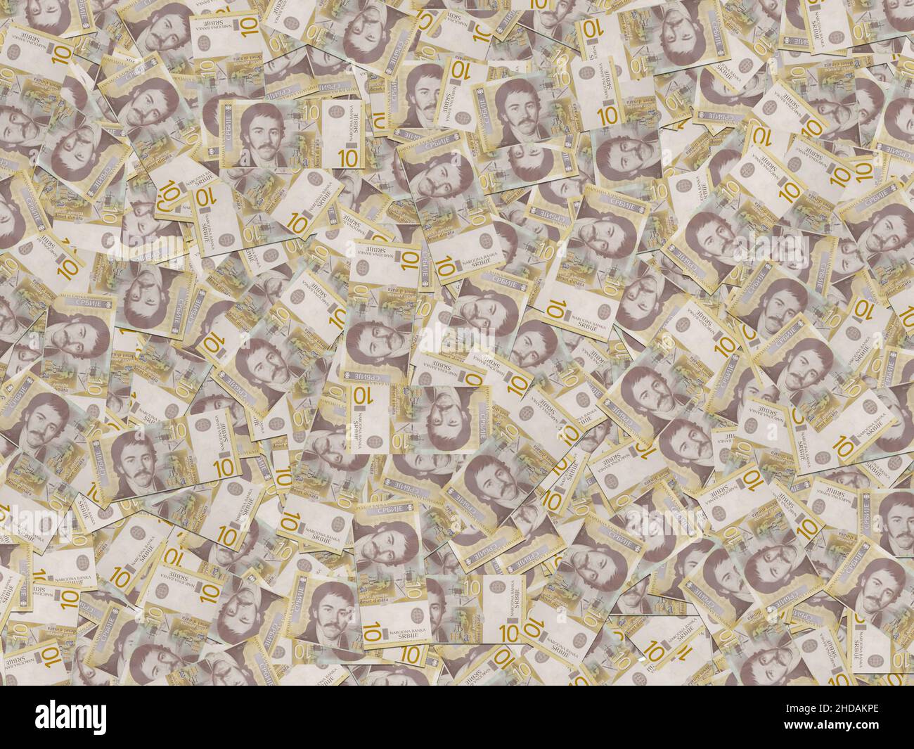 Closeup shot of Serbian dinar banknotes for wallpaper and background ...